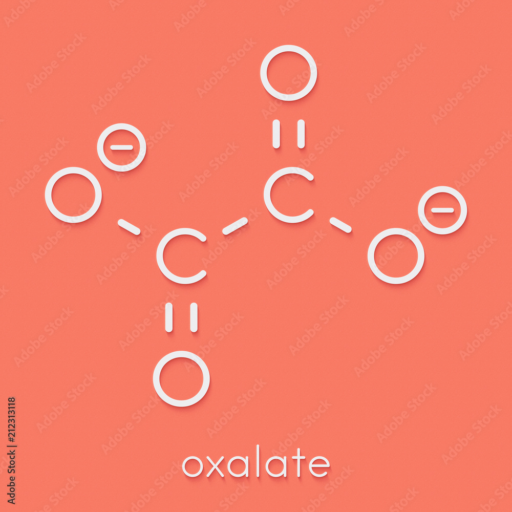 Oxalate anion, chemical structure. Oxalate salts can form kidney stones ...