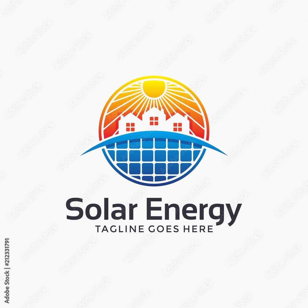 Solar energy, solar panel, sun logo design Stock Vector | Adobe Stock