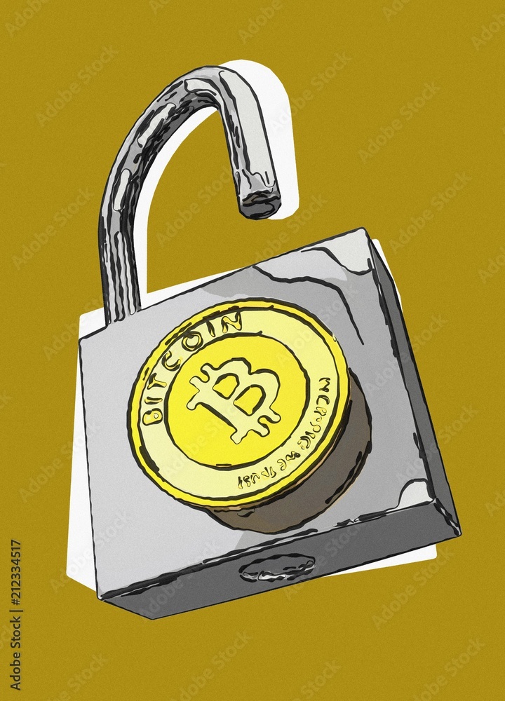 Bitcoin security, conceptual illustration Stock Photo | Adobe Stock