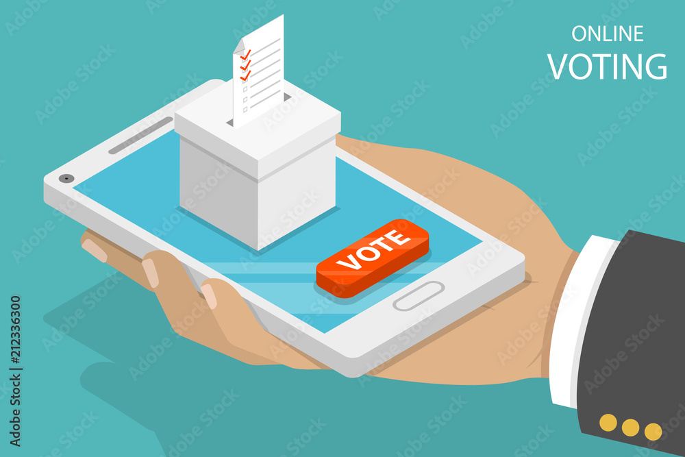 Flat isometric vector concept voting online, e-voting, election ...