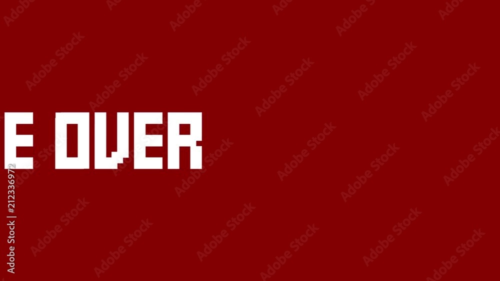 A simple screen with a blocky Game Over text message, white characters ...