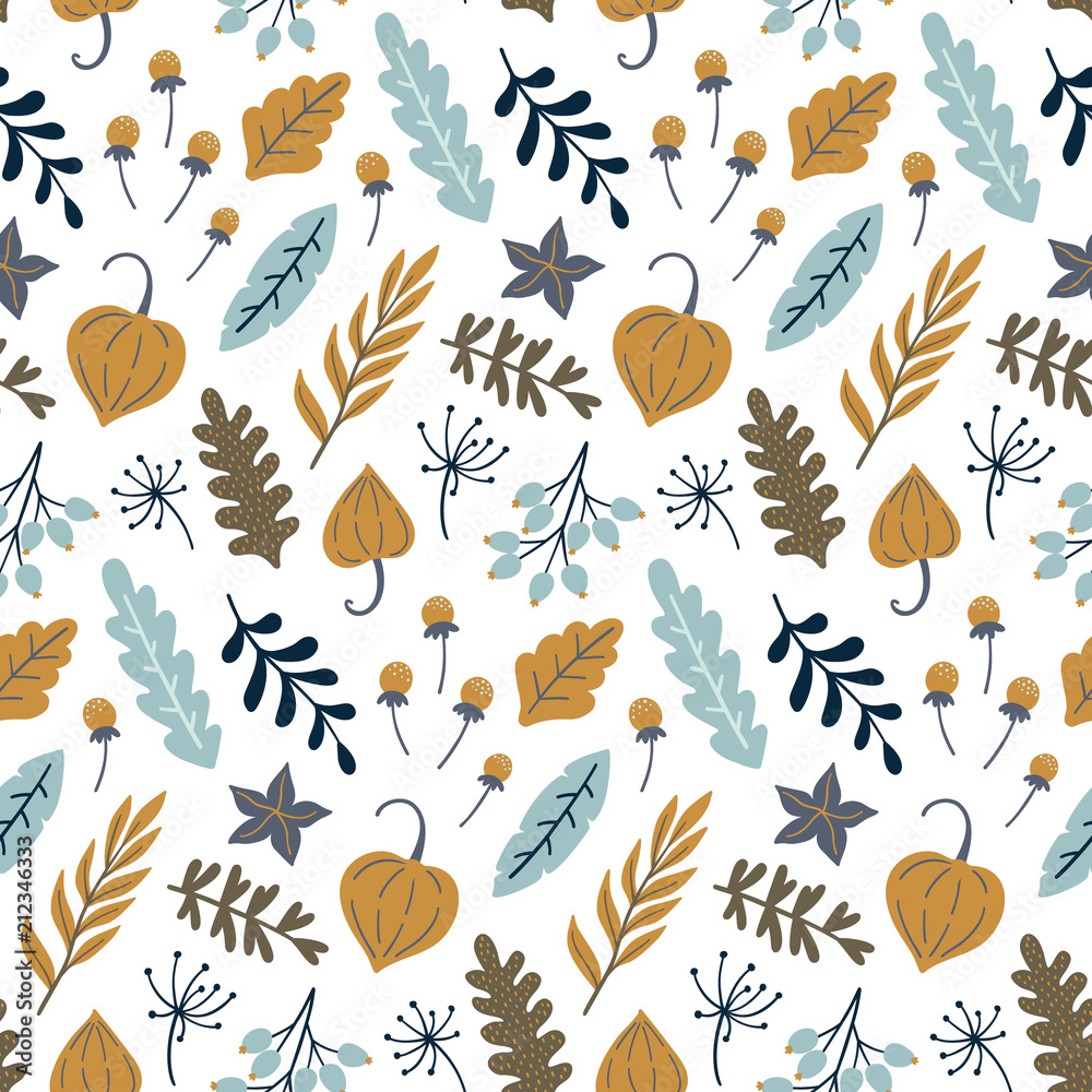 Modern seamless floral pattern. Autumn leaves print design. Good for ...