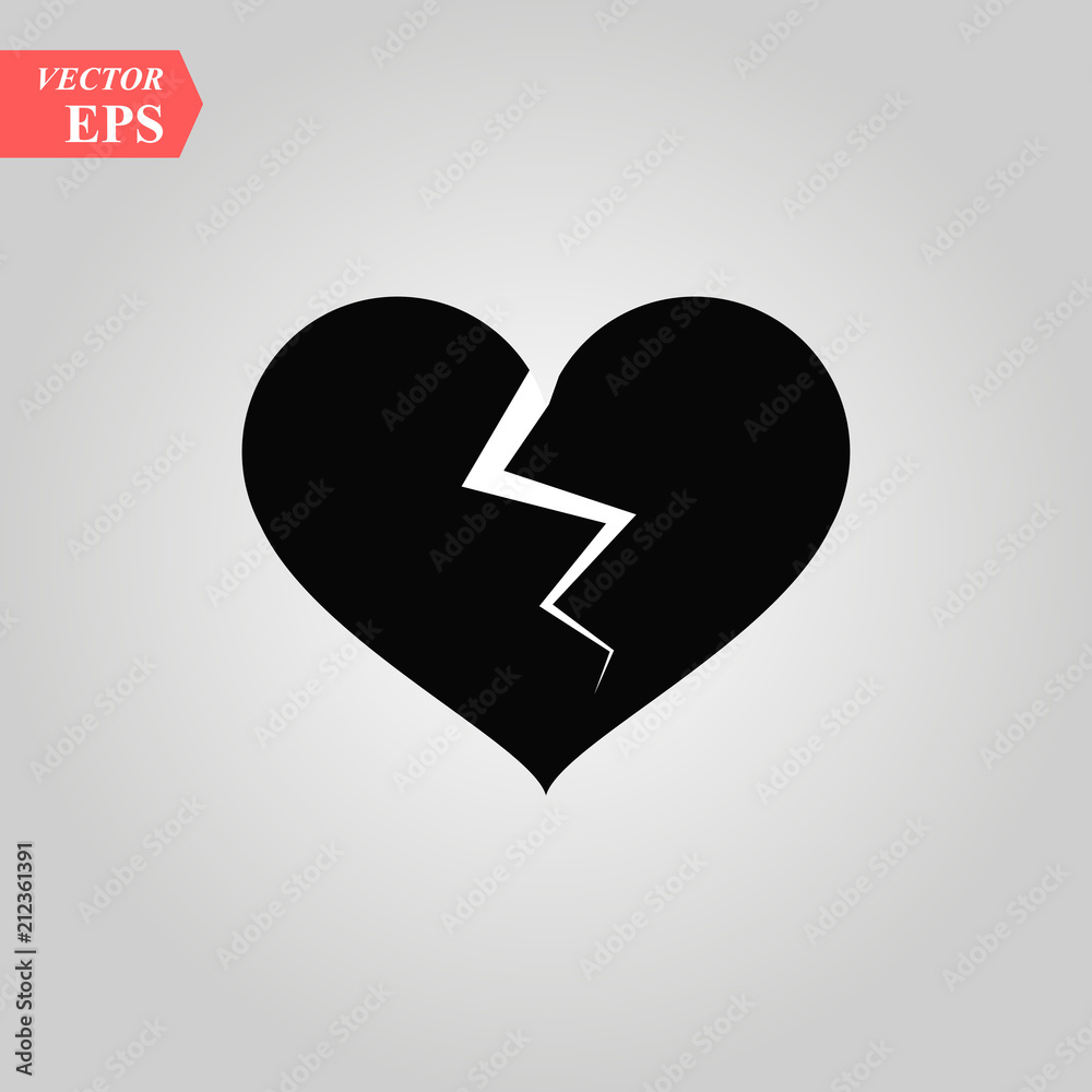 Broken heart icon vector, love symbol. Modern flat vector illustration ...