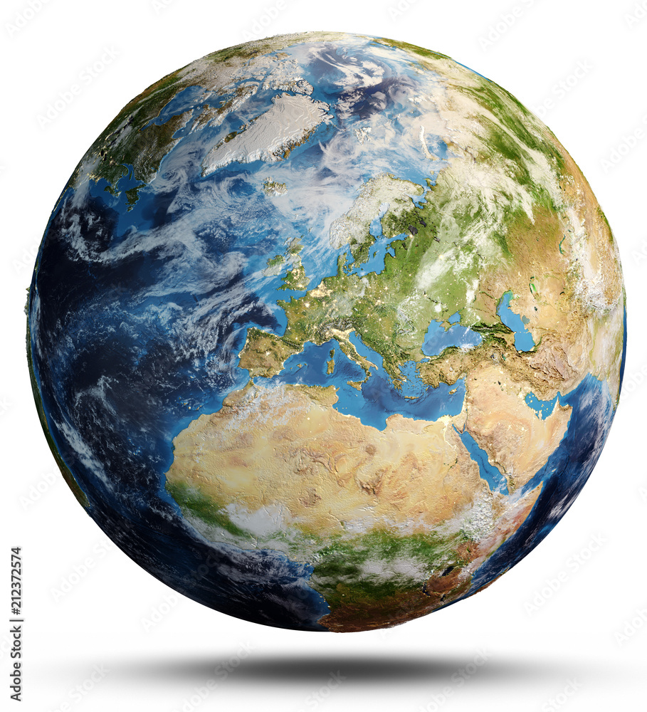 Earth white isolated. 3d rendering Stock Illustration | Adobe Stock