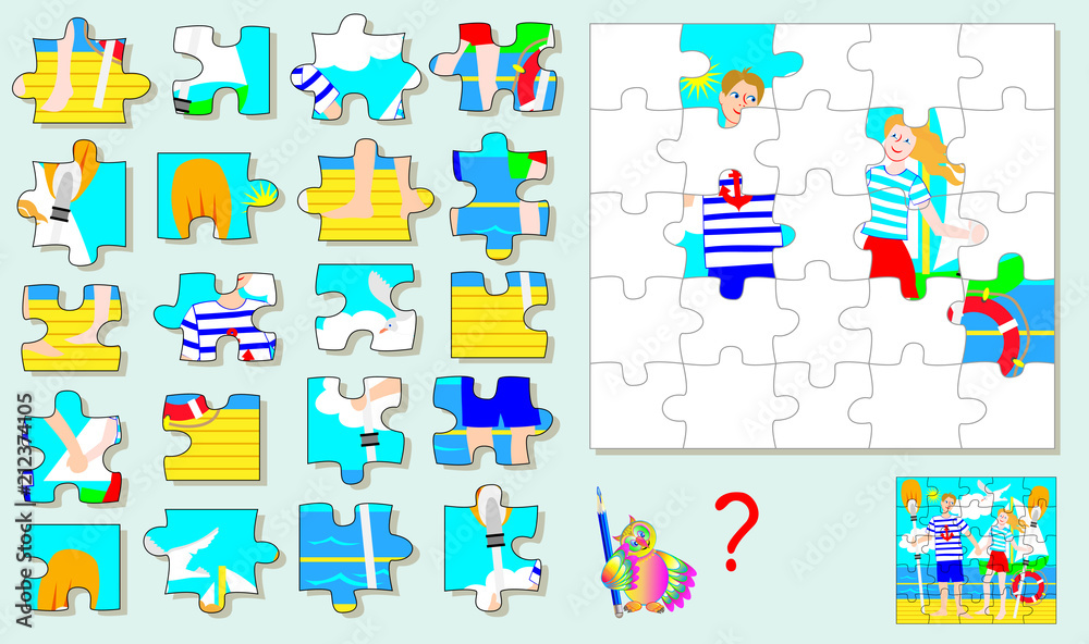 Logic puzzle game for children and adults. Find the correct place for ...