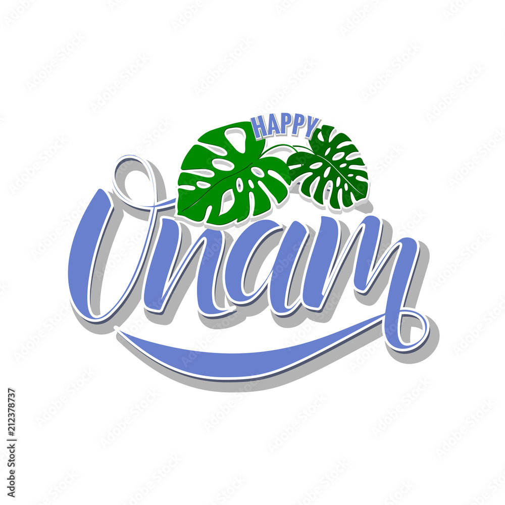 Happy Onam festival typography lettering Stock Vector | Adobe Stock