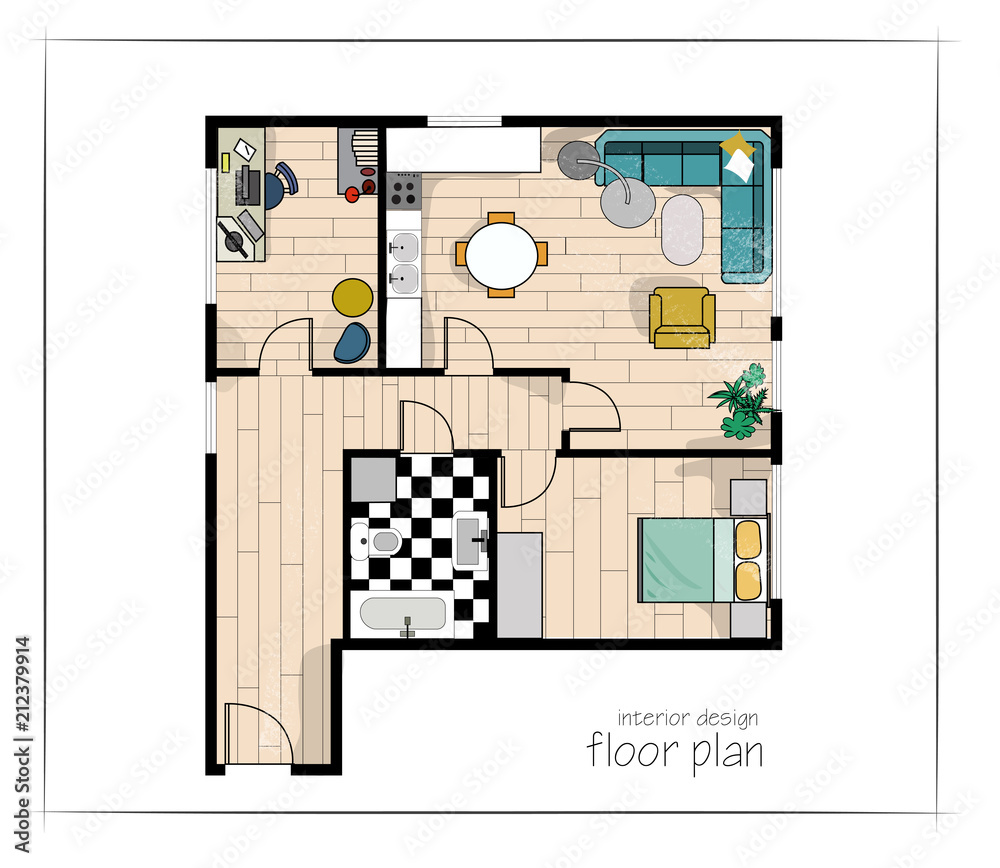 rendered floor plan. vector illustration. home house architectural ...