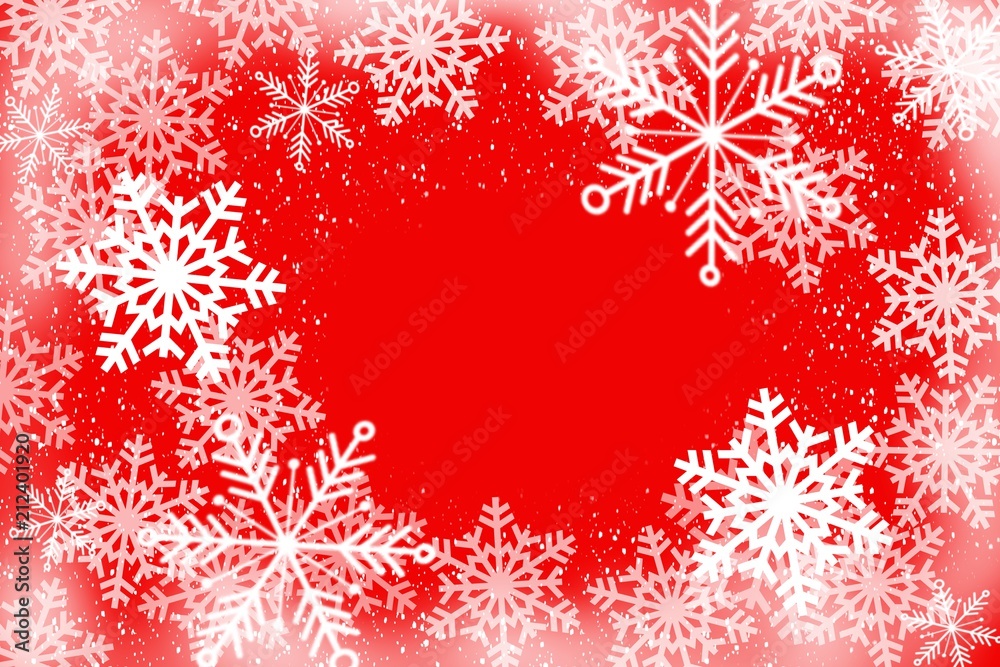 winter snowflake snowy border background design with large and small ...