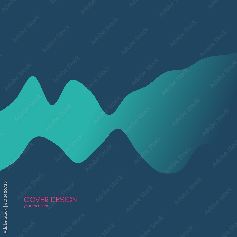 Abstract wavy background with dynamic gradients. Flyer Template. 3D ...