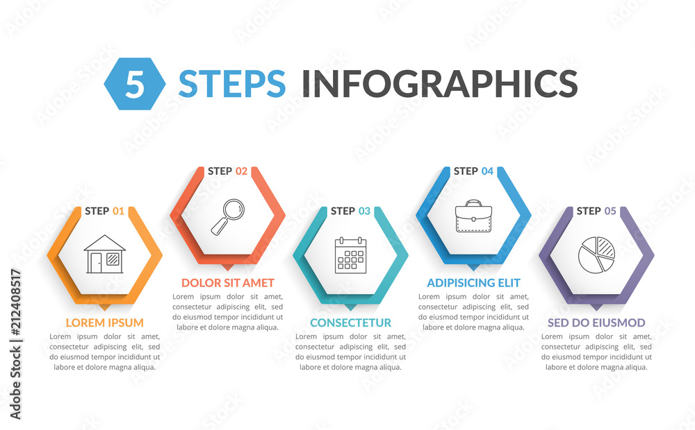 5 Steps Infographics Stock Vector | Adobe Stock