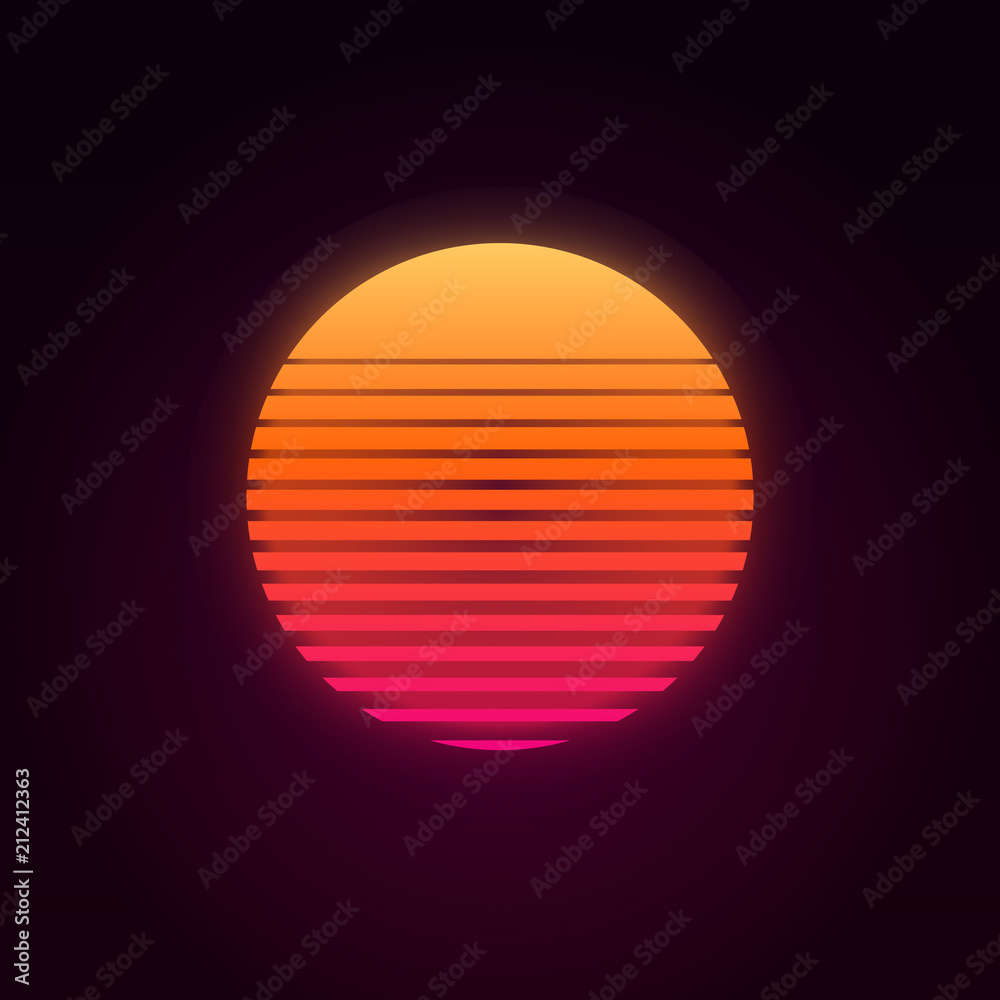 80s retro sunset vector illustration Stock Vector | Adobe Stock