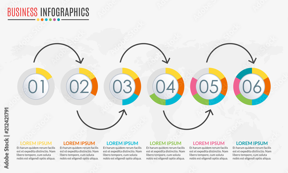 6 steps infographic design. Template for diagram, graph and chart ...