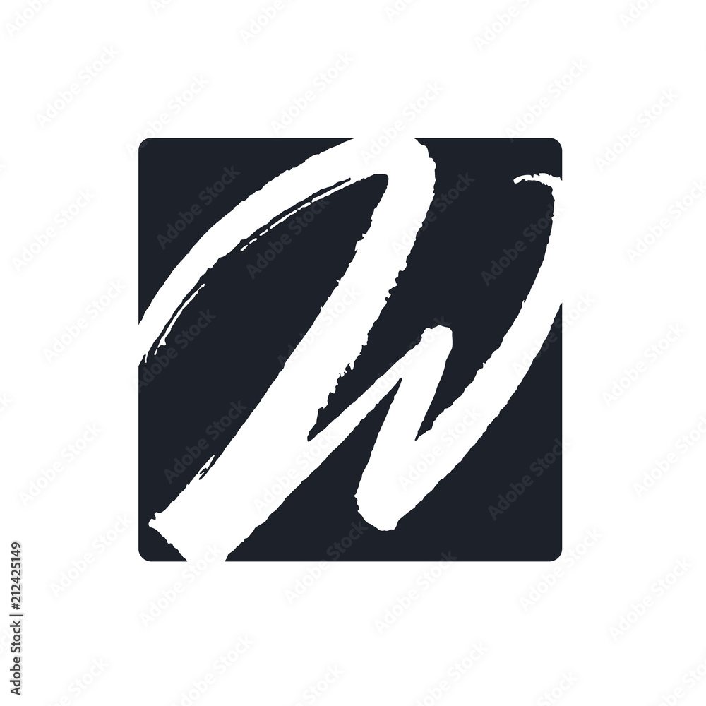 Creative w letter vector logo design. Handwritten text with paint brush ...