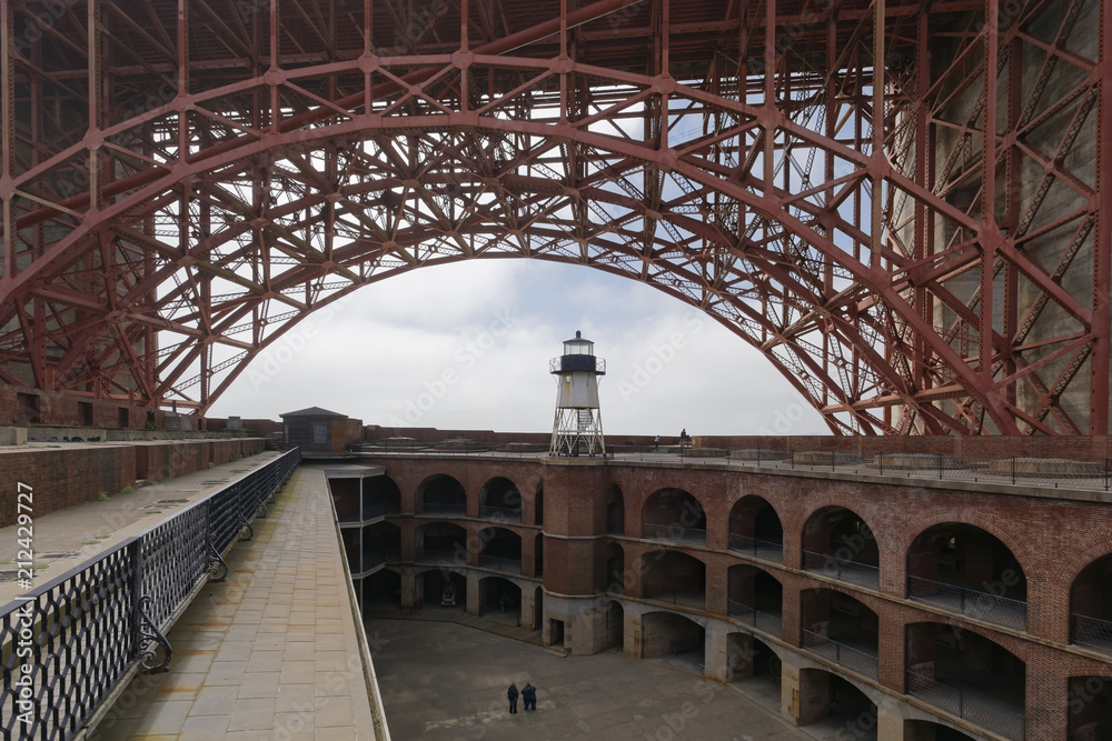 Inside view of Fort Point, a masonry seacoast fortification located at ...
