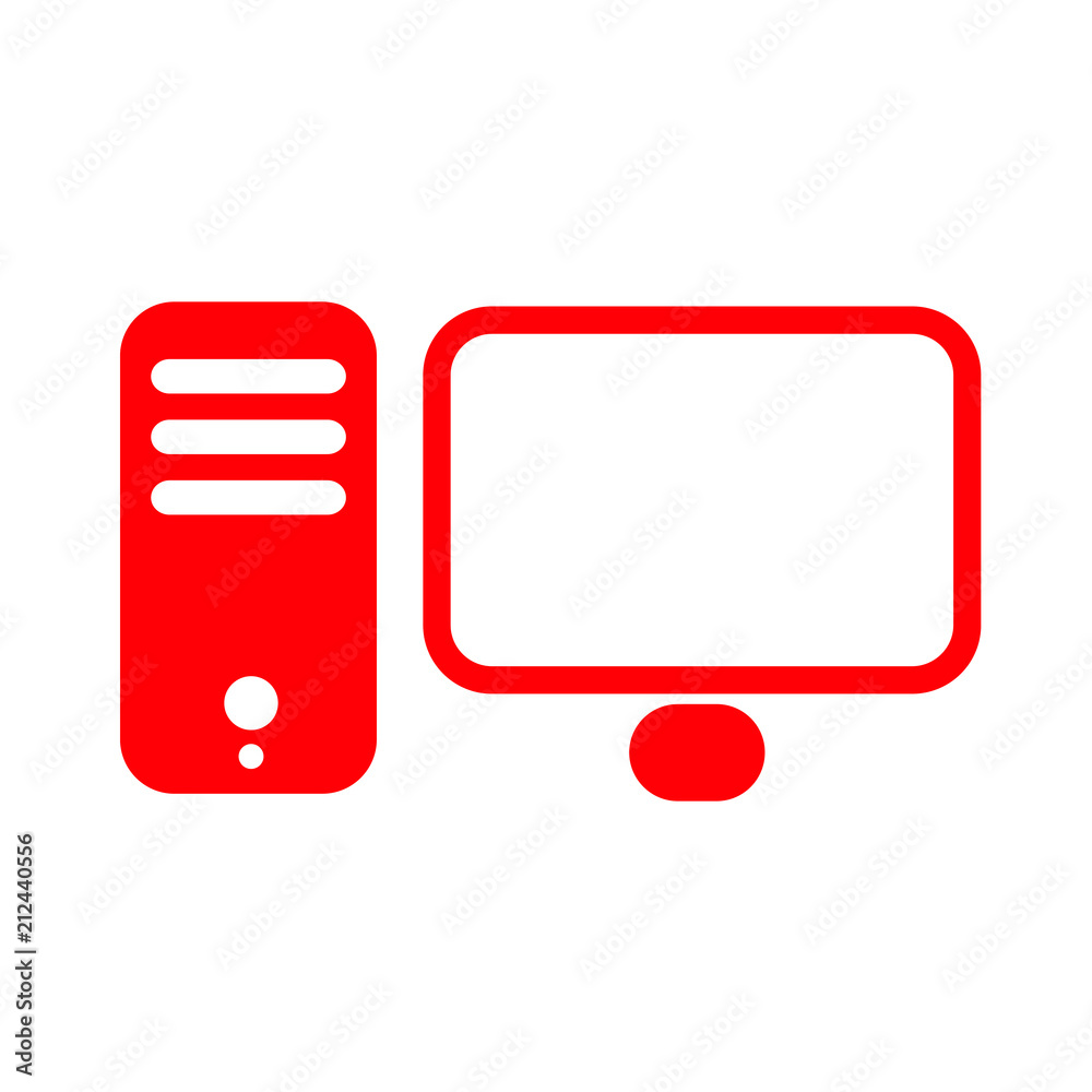 Red computer device icon - stock vector Stock Vector | Adobe Stock