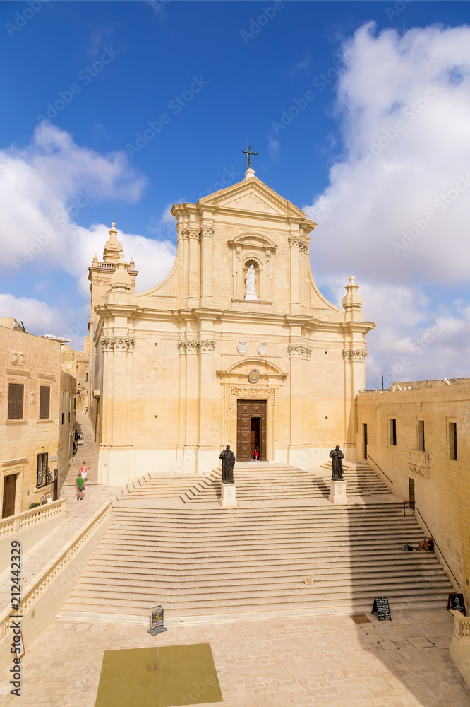 Victoria, the island of Gozo, Malta. Cathedral of Santa Maria in the ...