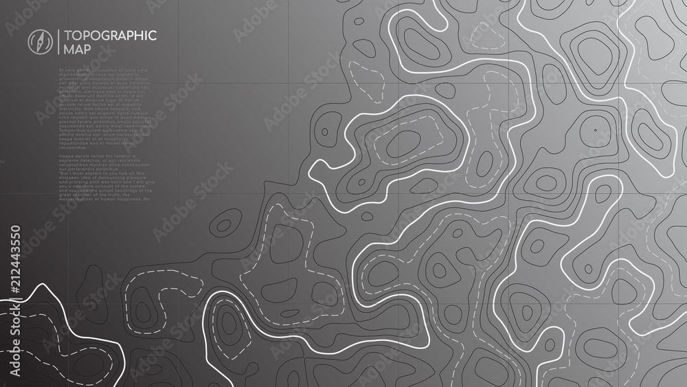 Topographic line map. Abstract topographic map banner with copy space ...