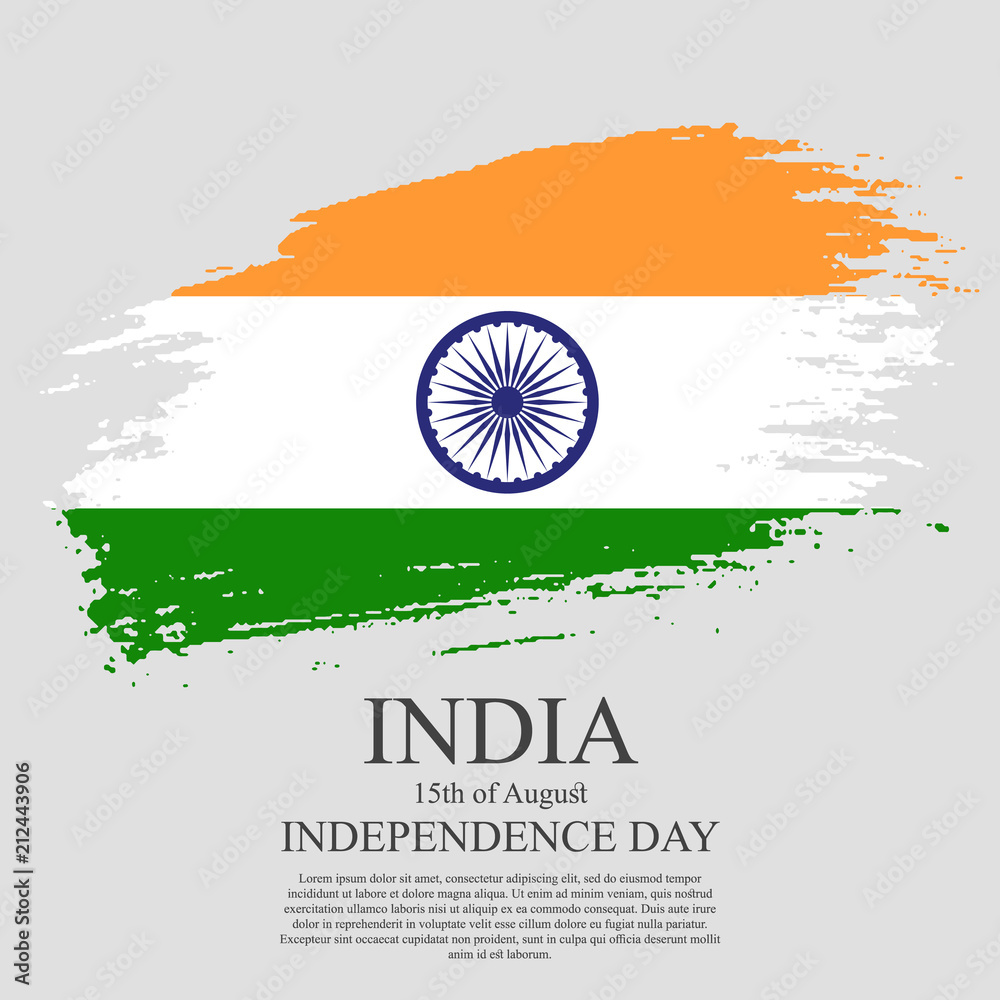 Indian flag tri-color based grunge design with floral frame decorative ...