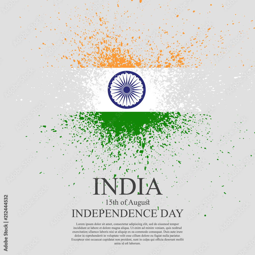 Indian flag tri-color based grunge design with floral frame decorative ...