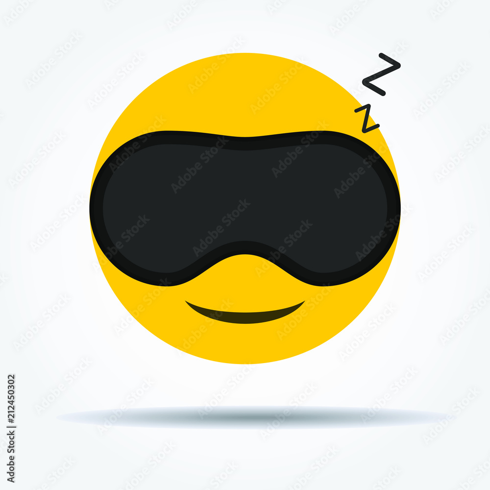 Sleeping emoji in a sleep mask. Isolated emoticon Stock Vector | Adobe ...