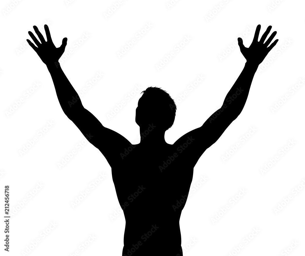 Man Arms Raised Silhouette Stock Vector | Adobe Stock Man Arms Raised Silhouette Stock Vector | Adobe Stock
