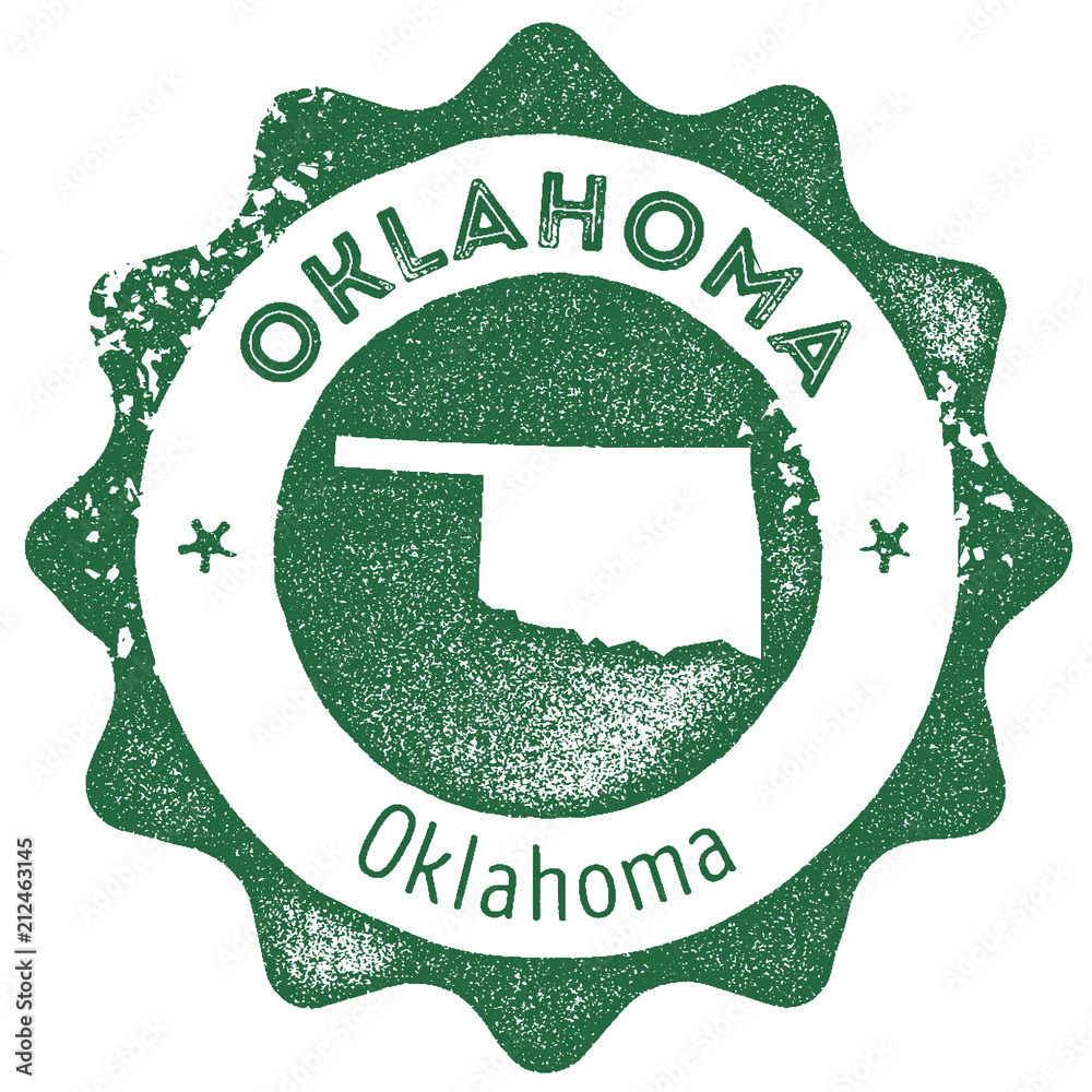 Oklahoma map vintage stamp. Retro style handmade label, badge or ...