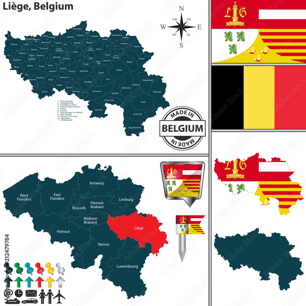 Map of Liege, Belgium Stock Vector | Adobe Stock