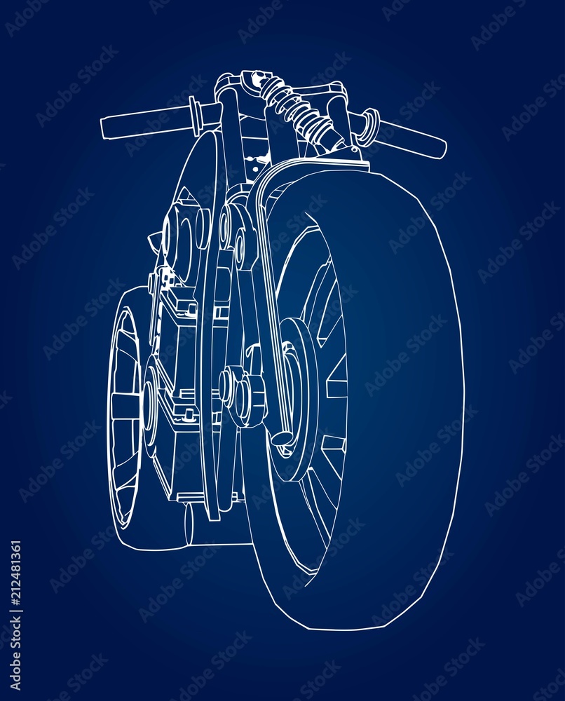 The concept of the electric motorcycle of the future. Vector ...