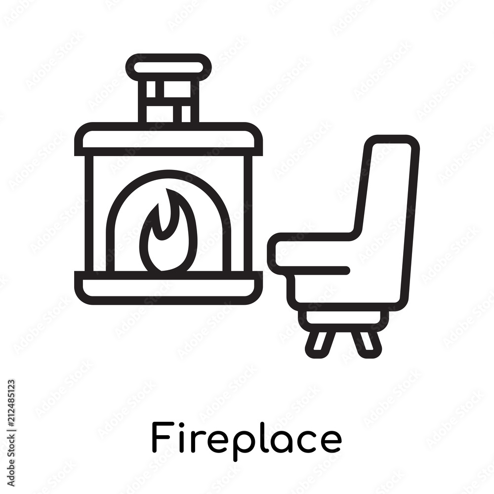Fireplace icon vector sign and symbol isolated on white background ...