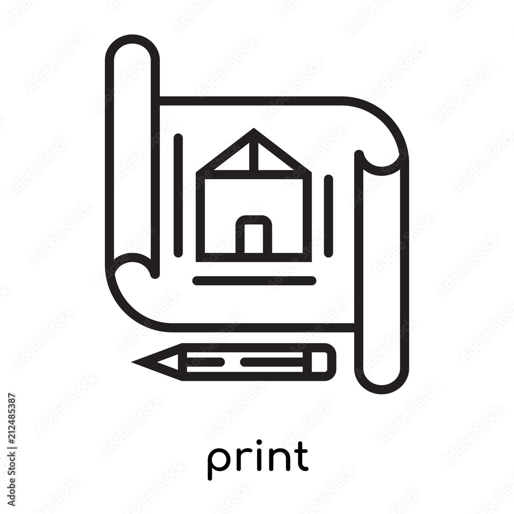 Blueprint icon vector sign and symbol isolated on white background ...