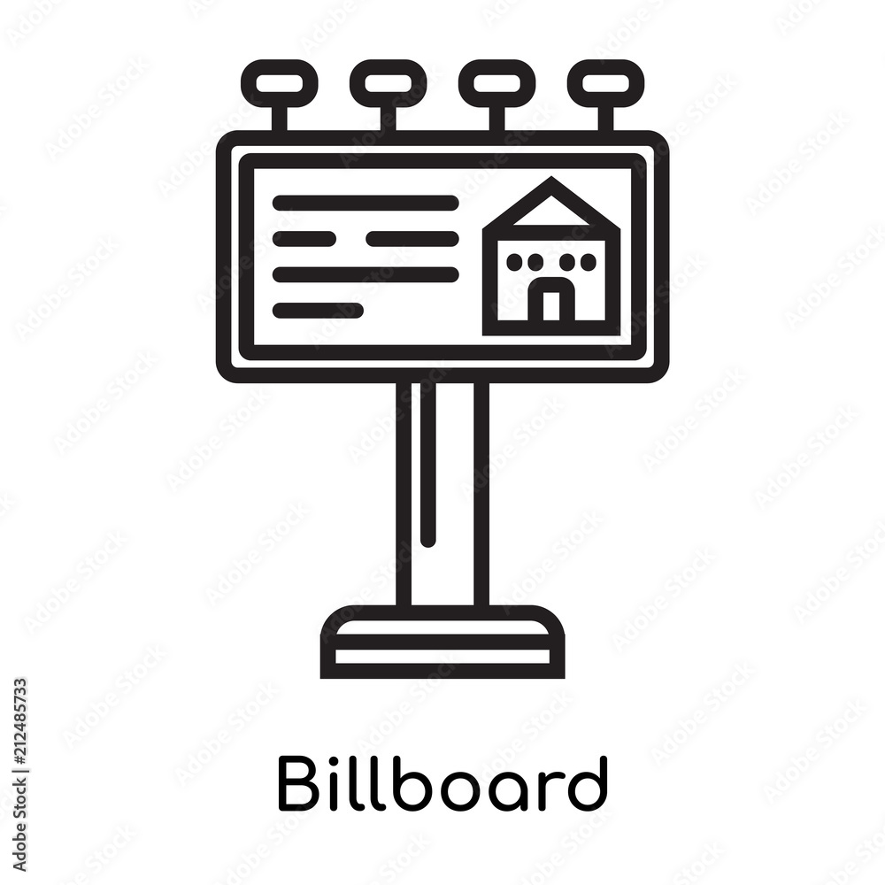 Billboard icon vector sign and symbol isolated on white background ...