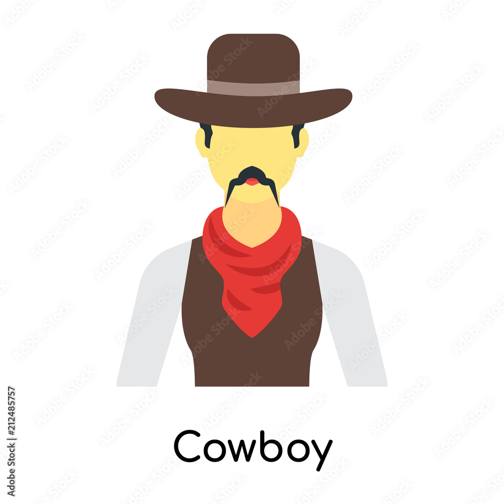 Cowboy icon vector sign and symbol isolated on white background, Cowboy ...