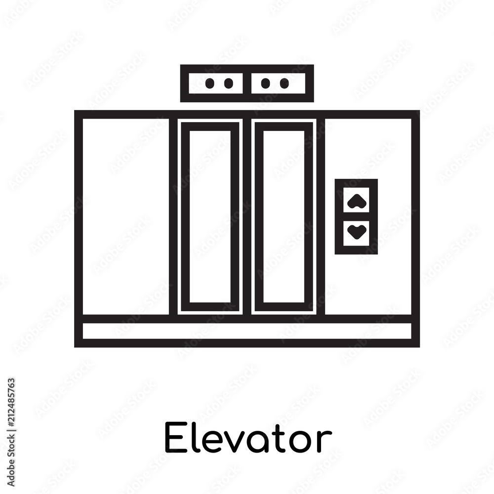 Elevator icon vector sign and symbol isolated on white background ...