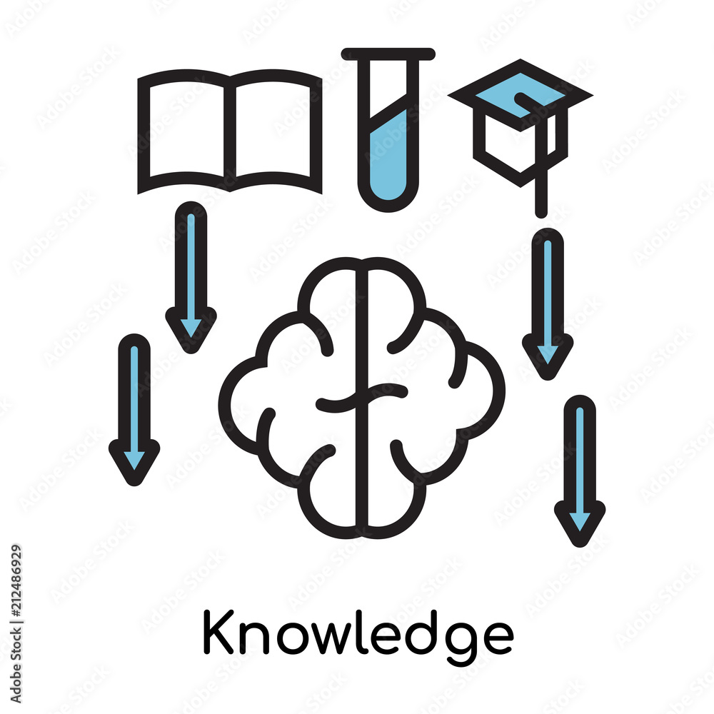 Knowledge icon vector sign and symbol isolated on white background, Knowledge logo concept Stock ...