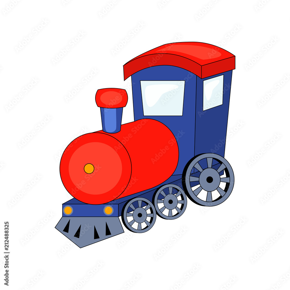 Cute cartoon train. Vector illustration isolated on white backgr Stock ...
