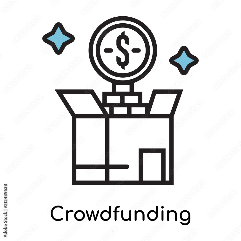 Crowdfunding icon vector sign and symbol isolated on white background ...