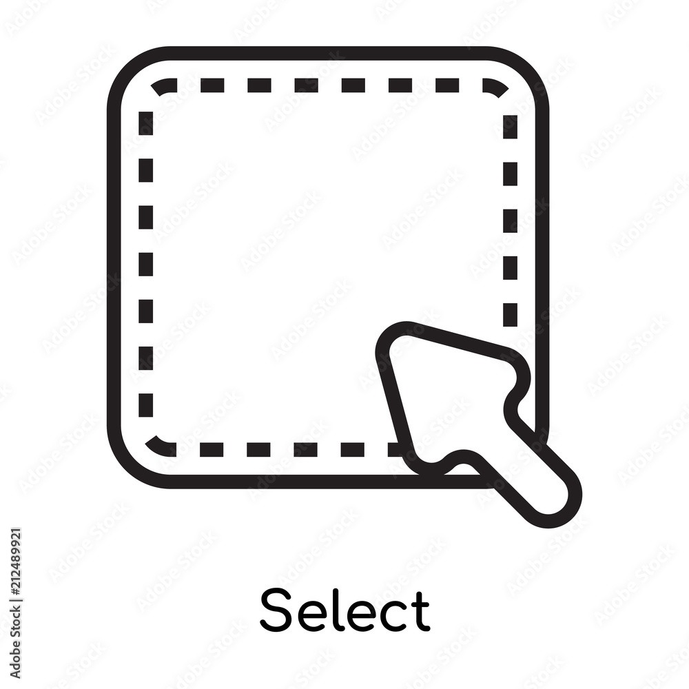 Select icon vector sign and symbol isolated on white background, Select ...