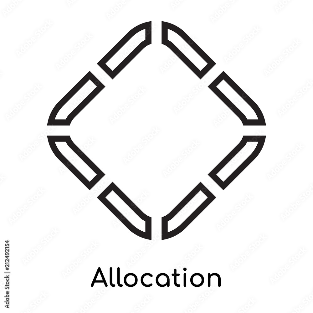 Allocation icon vector sign and symbol isolated on white background ...