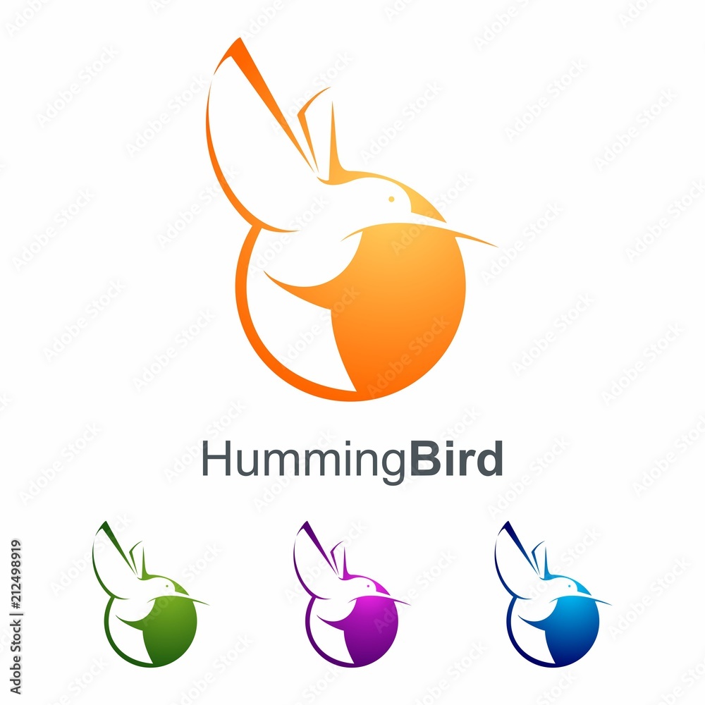 Hummingbird Circle Logo. Elegant Hummingbird Logo. Modern Hummingbird ...