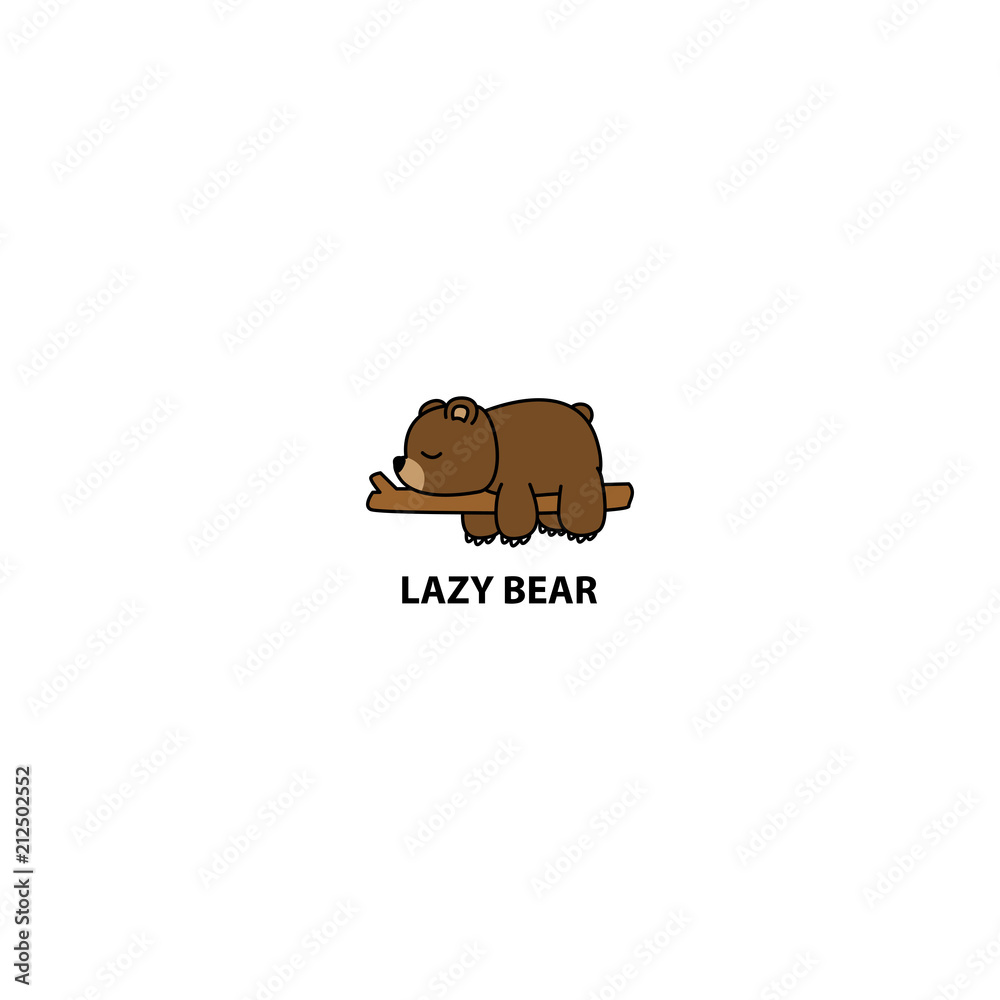 Lazy bear sleeping on a branch cartoon, vector illustration Stock ...