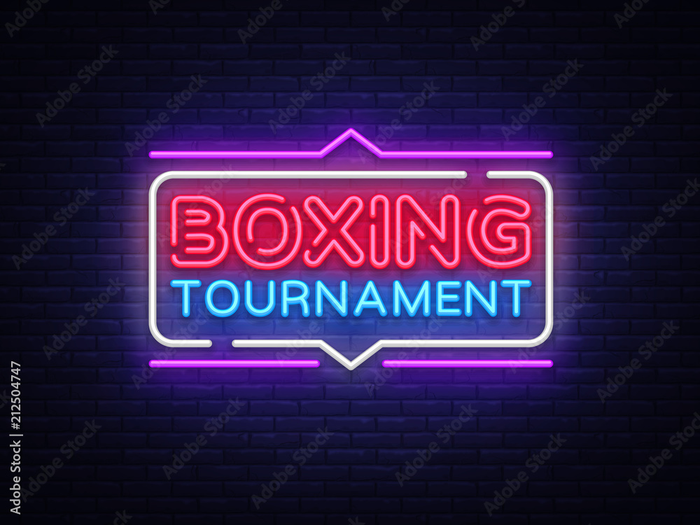 Boxing Tournament neon sign vector. Boxing Design template neon sign ...