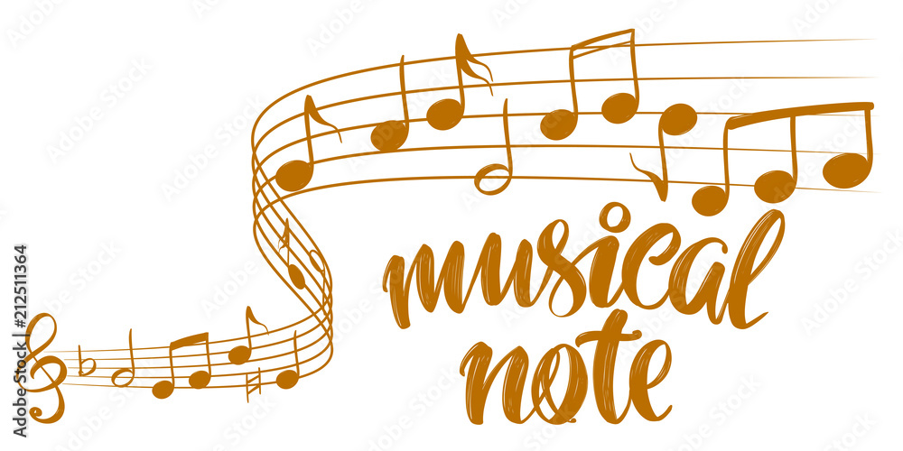 musical notes icon, love music, calligraphy text hand drawn vector ...
