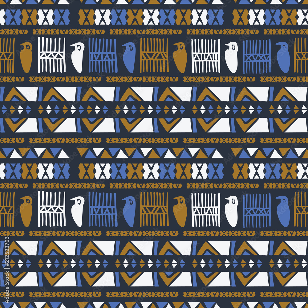 Hand Drawn Ancient Greek Bird Pattern, Seamless Vector Background ...