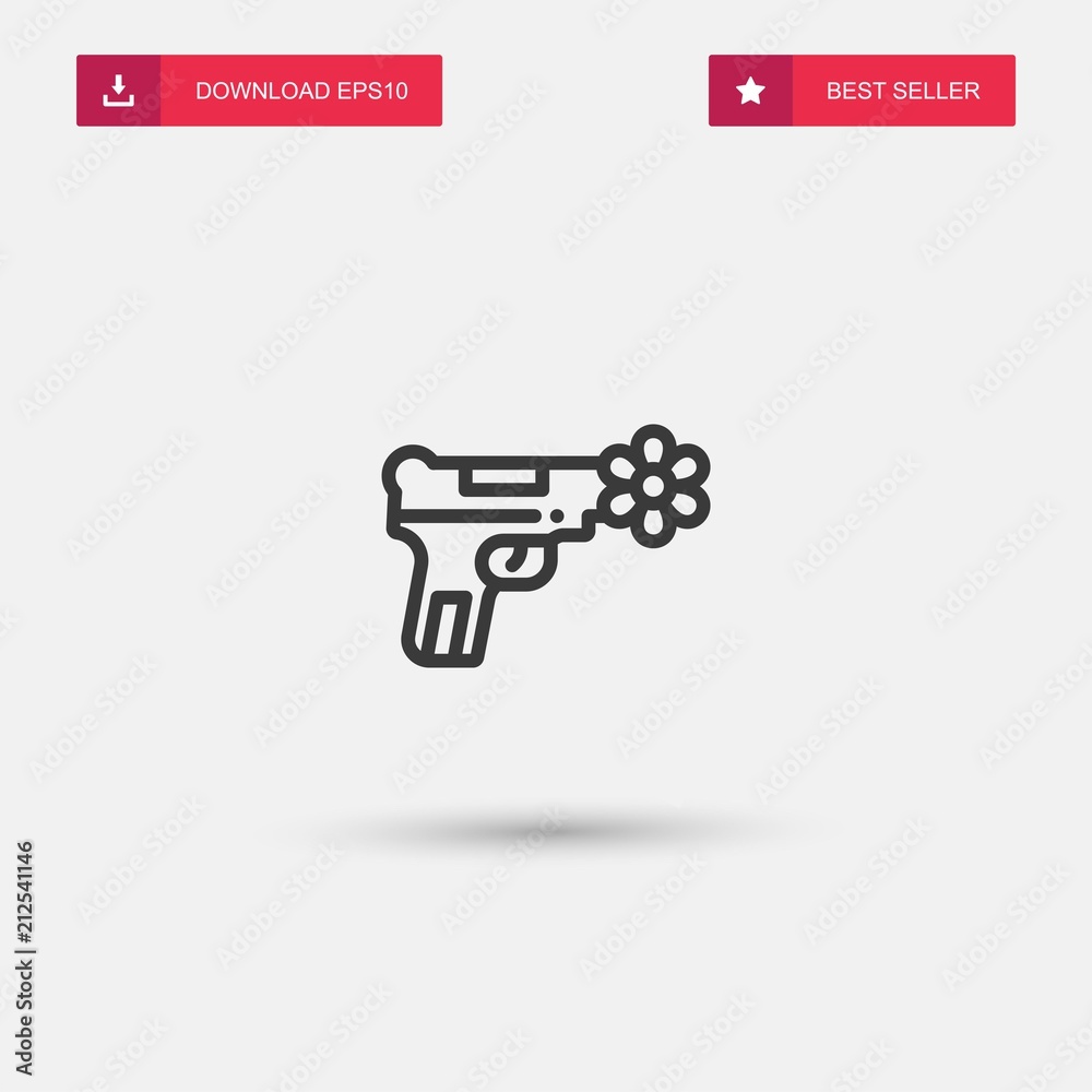 Outline Gun Icon isolated on grey background. Modern simple flat symbol ...