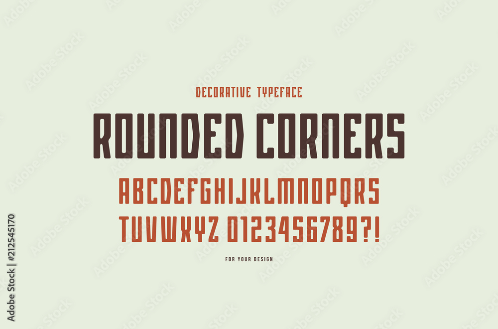 Decorative narrow sans serif font with rounded corners Stock Vector ...