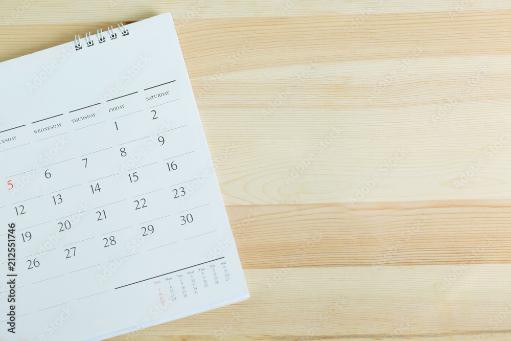 calendar on the table wooden. empty copy space for text. concept for ...