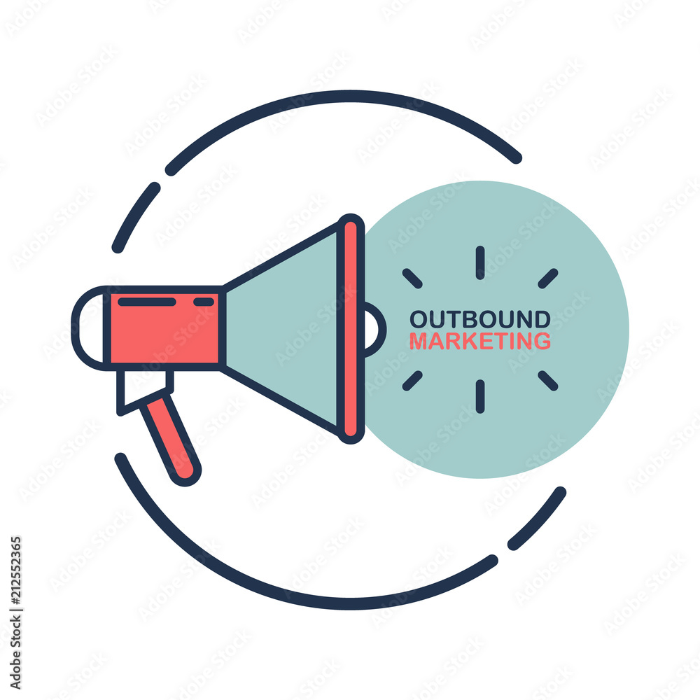 Outbound Marketing icon with megaphone for social networks, business ...