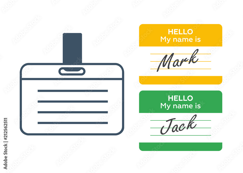 Hello My Name Is... Introduction cards, vintage labels and badges set ...