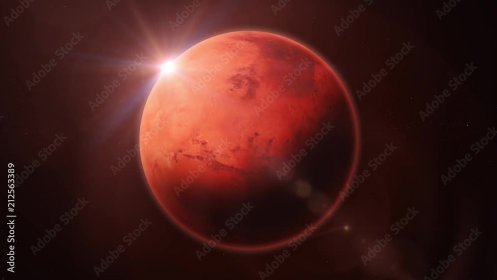 HD Mars Planet Rotation Loop/ Animation of a realistic mars planet ...