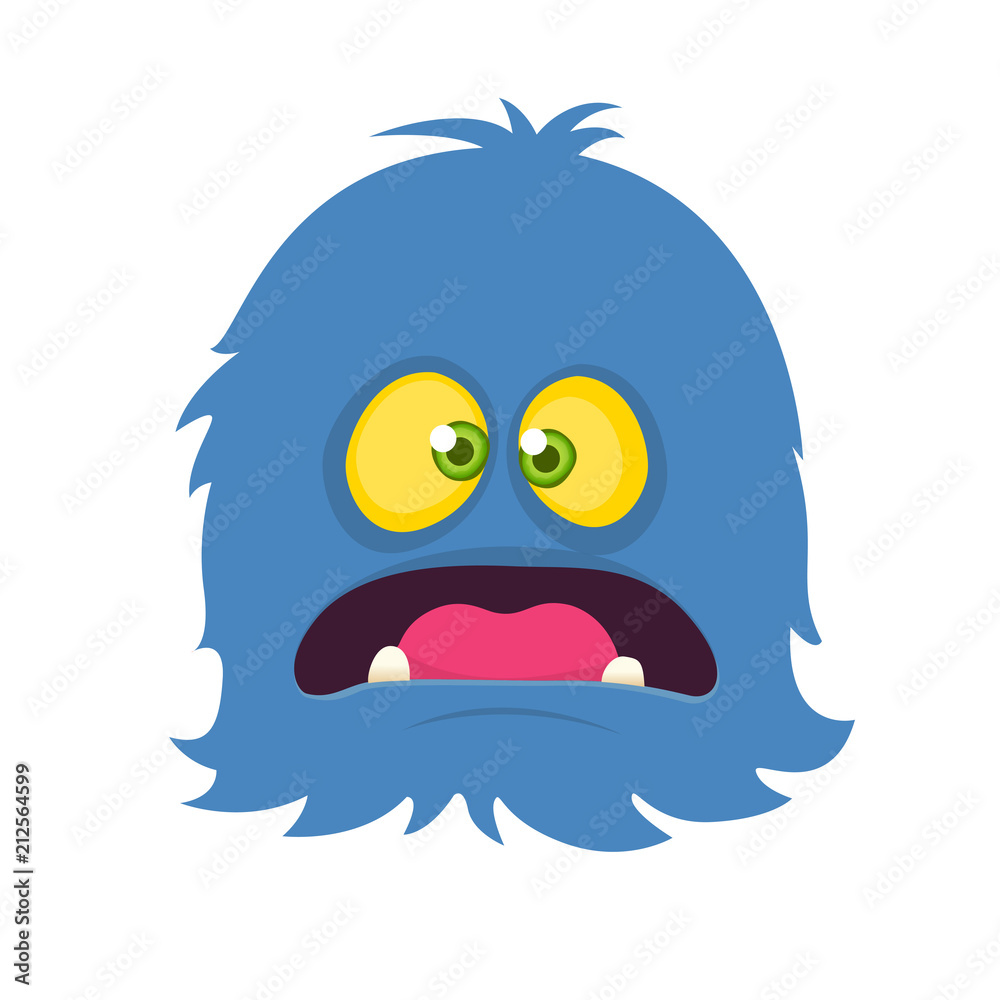 Happy cartoon furry monster. Vector Halloween illustration. Big set of ...